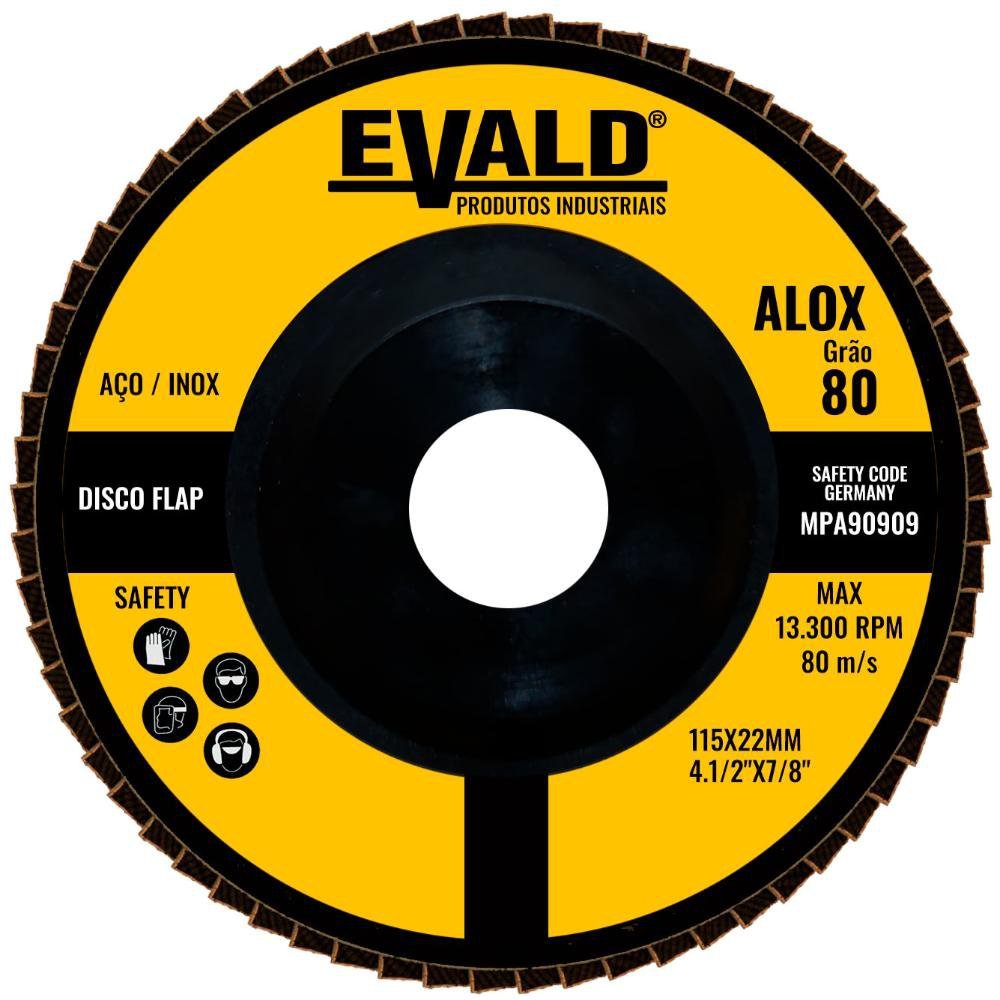 Disco de Lixa Flap 4.1/2 POL 115 MM Aço Inox Grão 80 Oxido de Alumínio ...