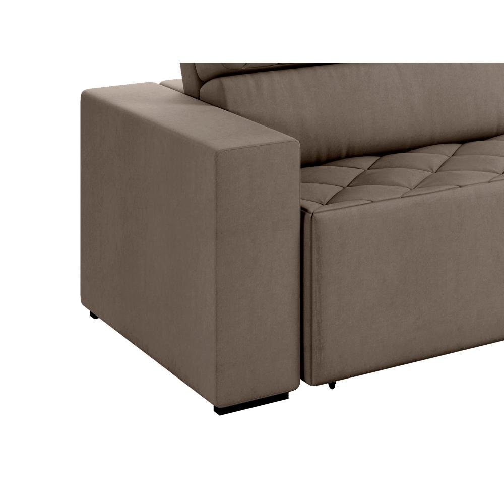 Sofá 3 lugares Reclinável e Retrátil Monterrey Castor 215cm ...