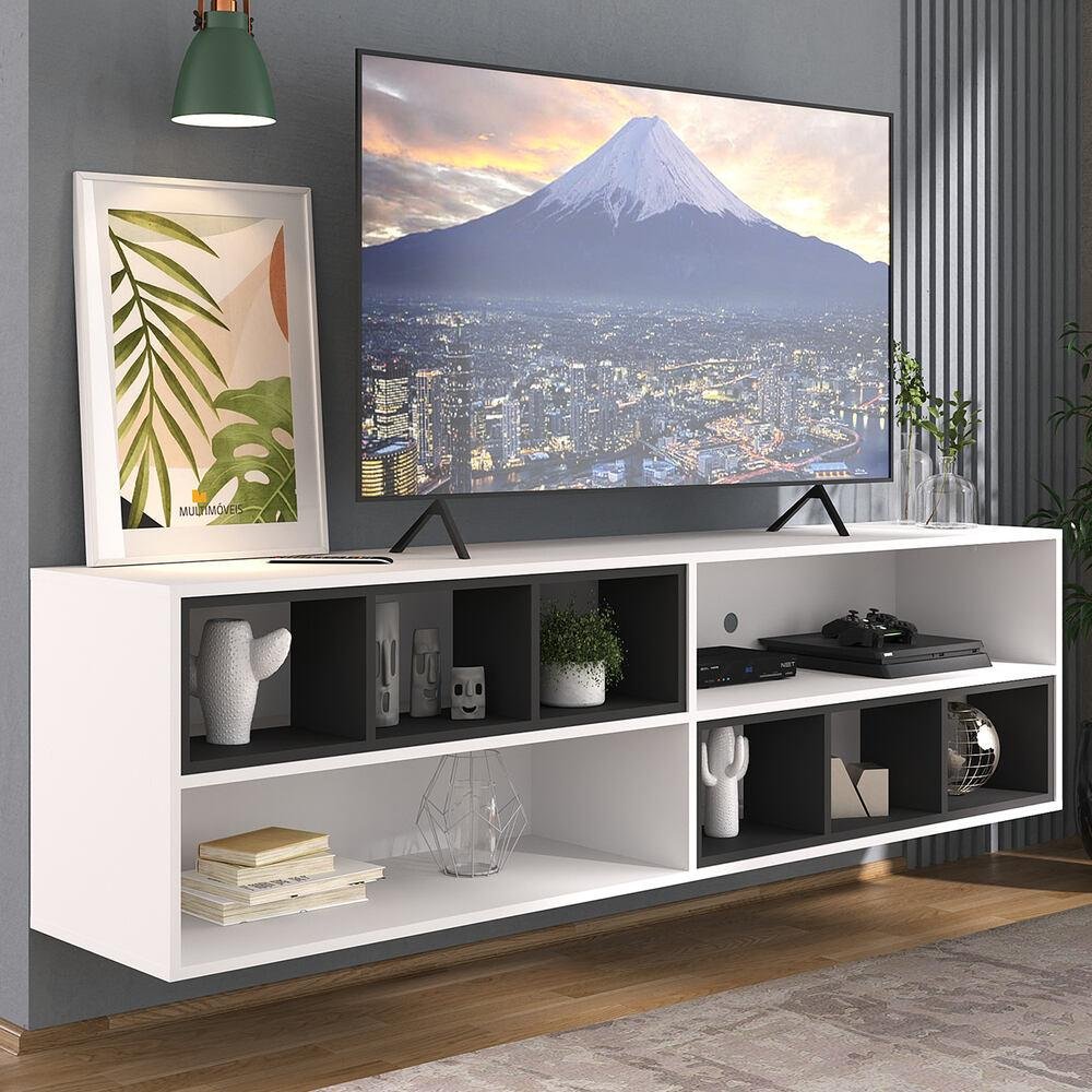 Rack para TV 75" Suspenso com Nichos Jazz Multimóveis MP1021 Branco ...
