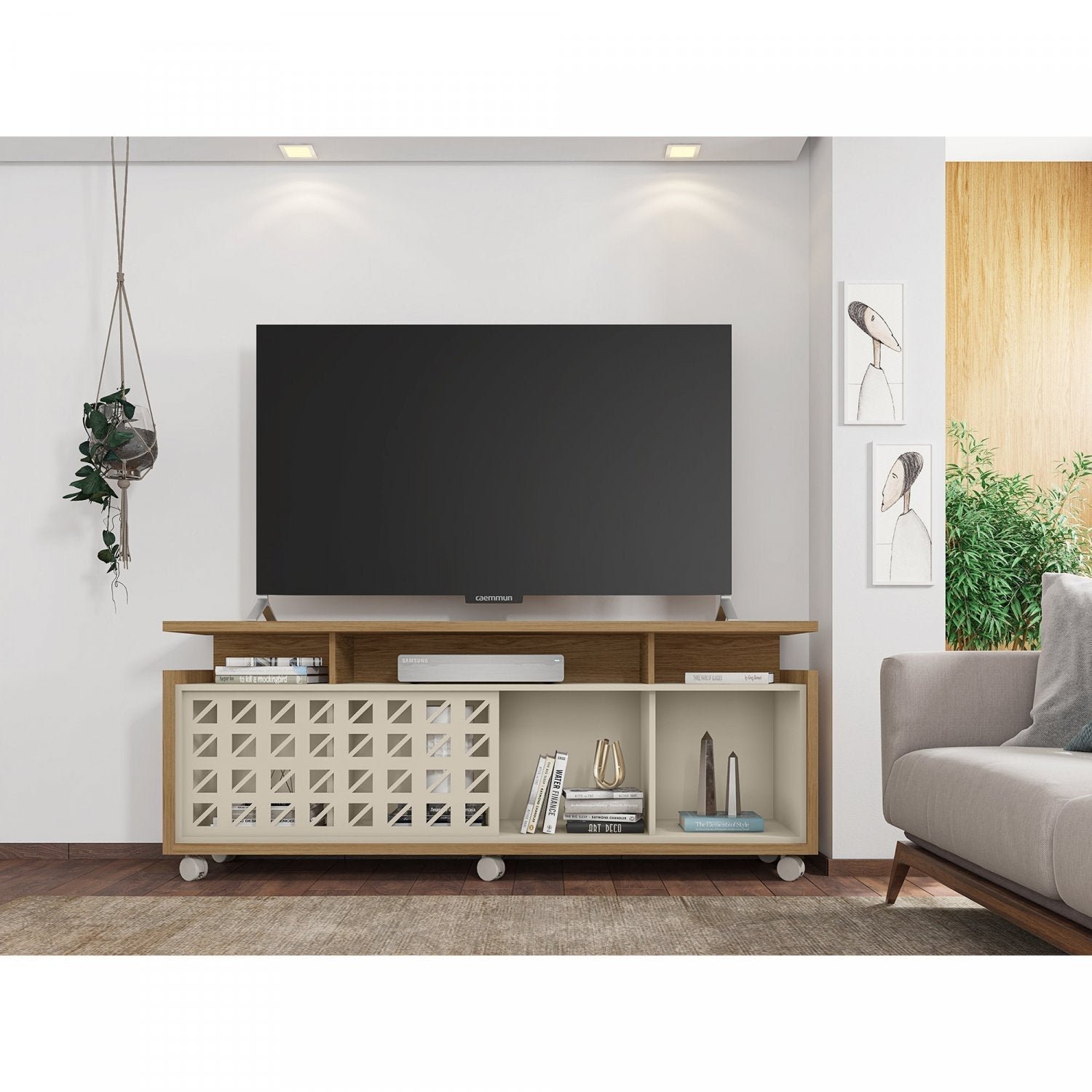 Rack para TV até 65 Polegadas 1 Porta 5 Nichos Orion Caemmun ...