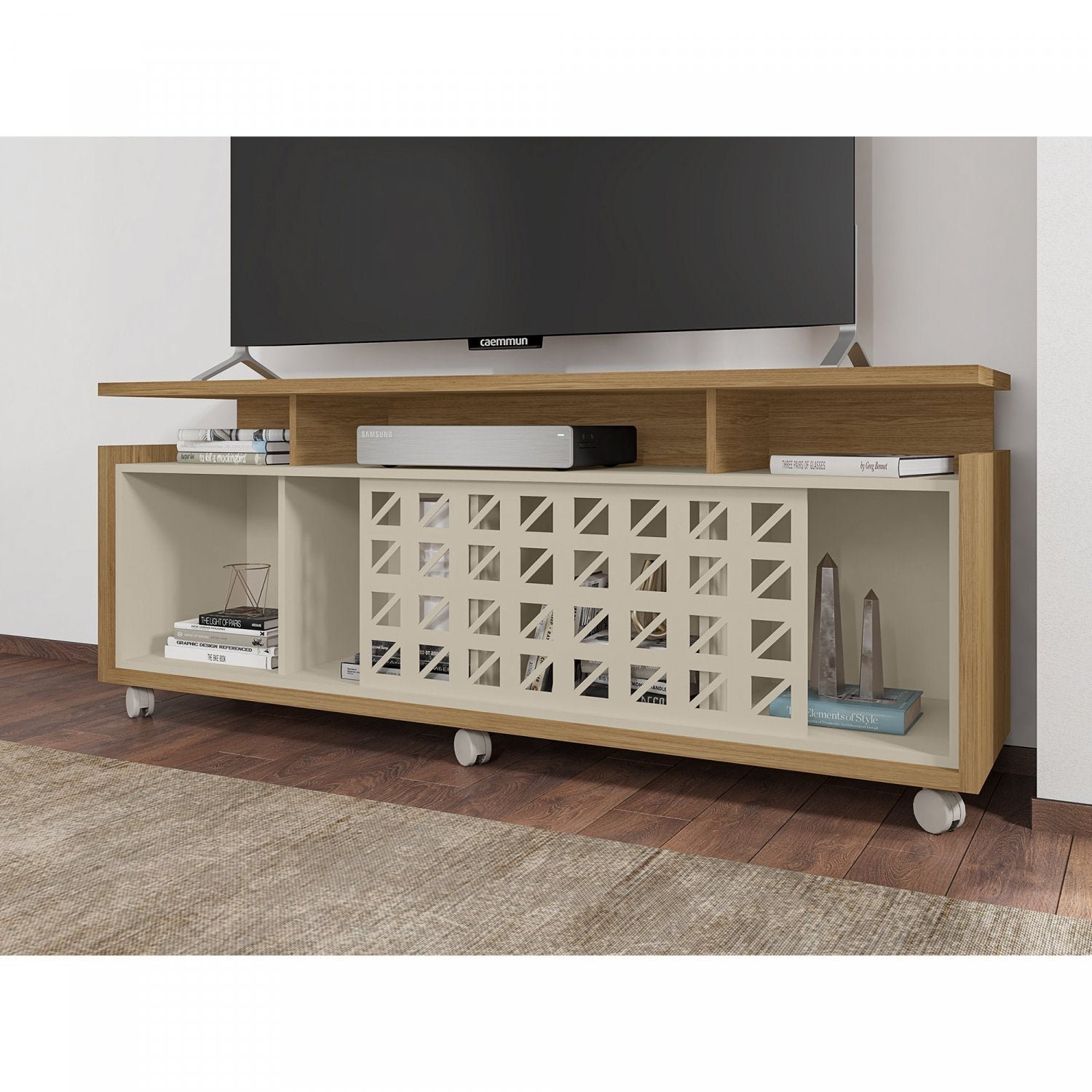 Rack para TV até 65 Polegadas 1 Porta 5 Nichos Orion Caemmun ...