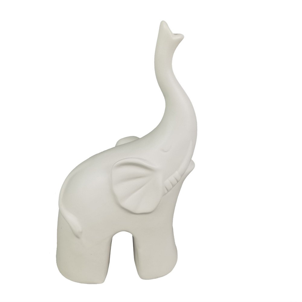 Elefante Pureart - Decoração em Cerâmica Branco Fosco - M | MadeiraMadeira