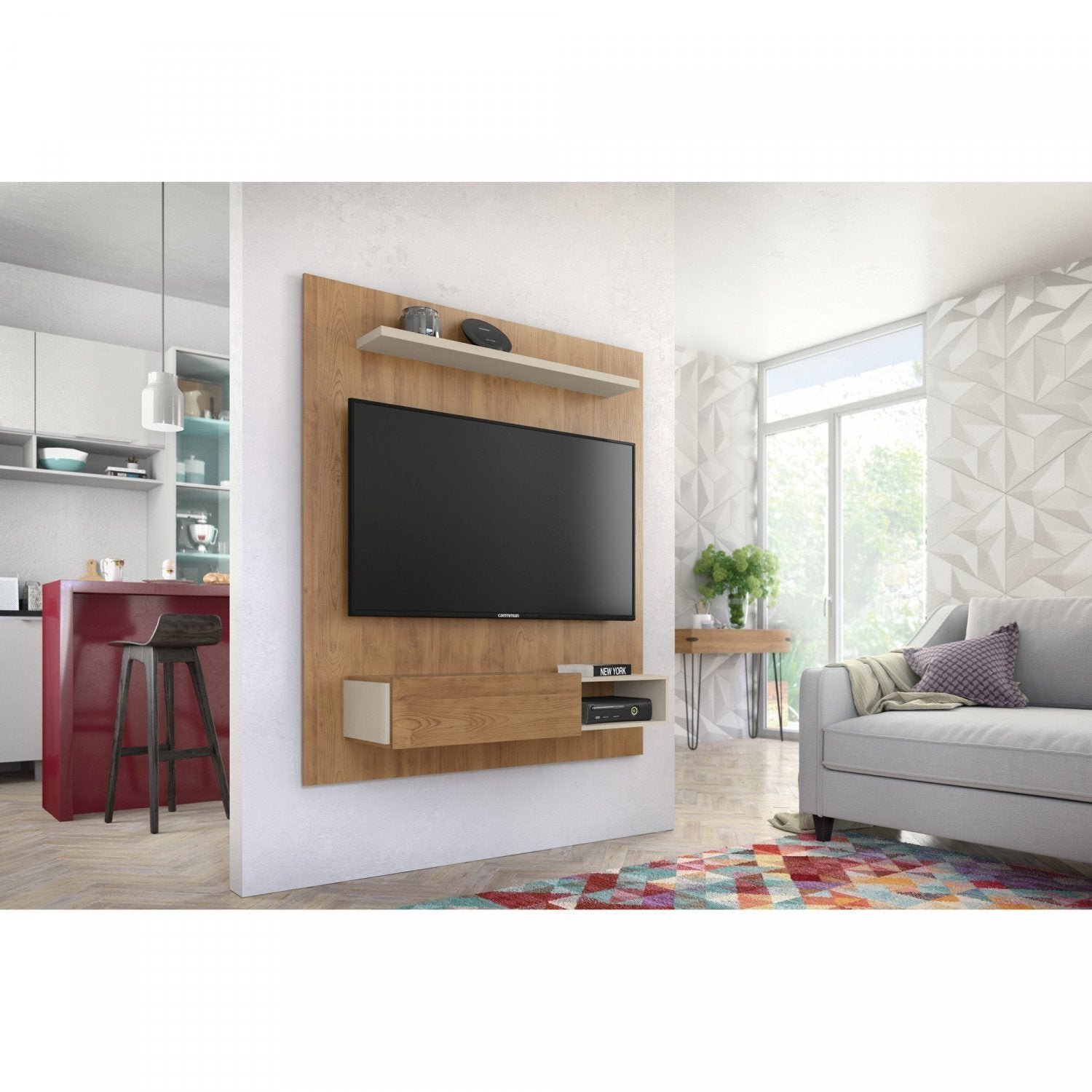 Painel para TV até 50 Polegadas 1 Porta 1 Nicho 2 Prateleiras Dilleto ...