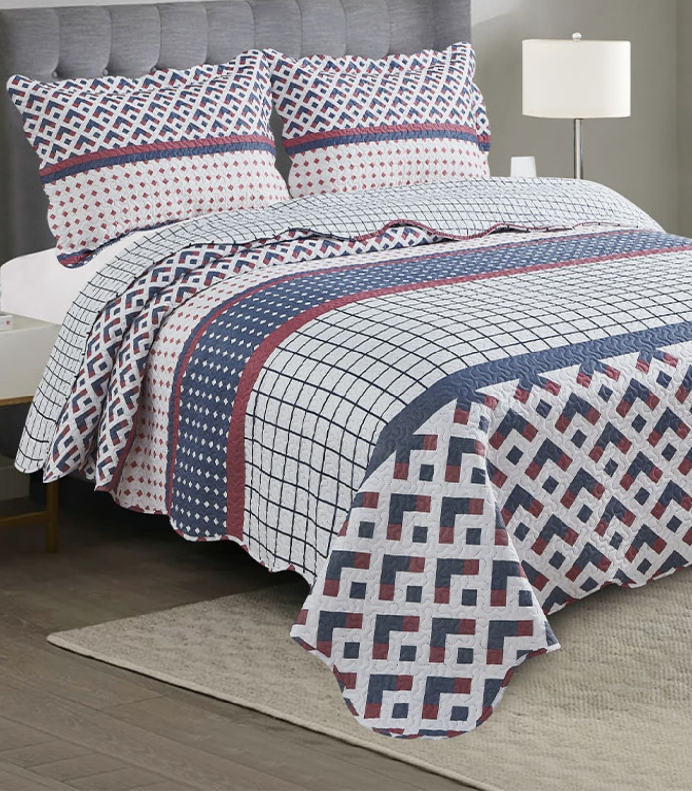 Jogo De Colcha Evolution Patchwork Solteiro Camesa Branco UN | MadeiraMadeira