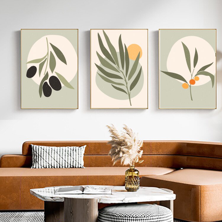 Quadro Abstrato Boho Natureza Clean - Kit 3 telas - 120 x 90 cm ...