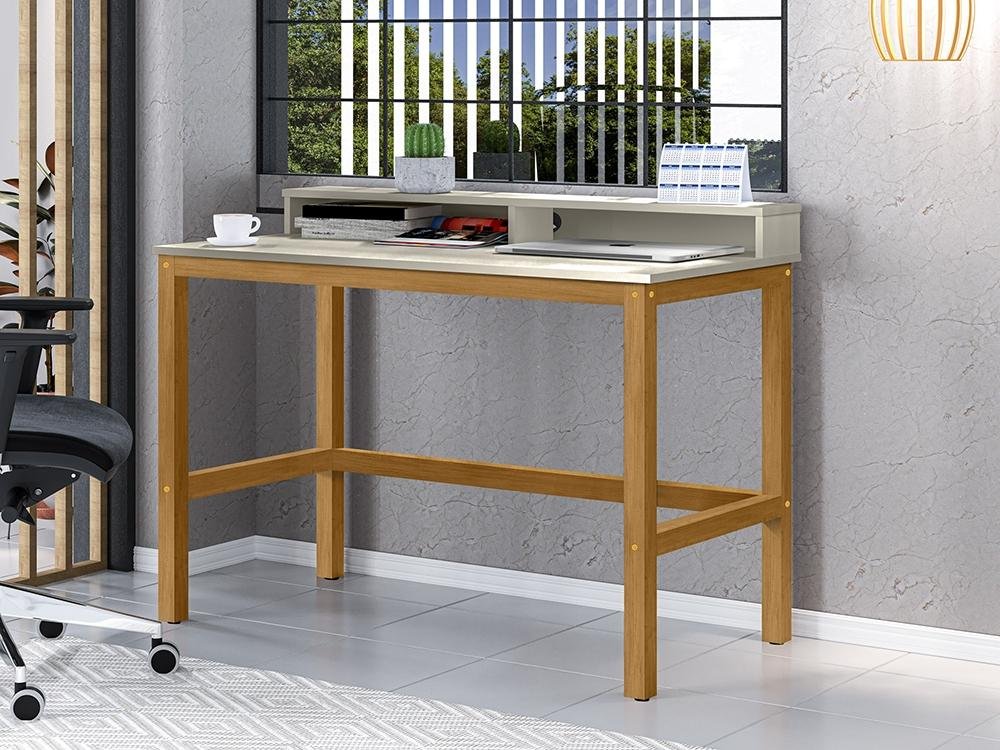 Escrivaninha Califórnia Branco / Amêndoa - Tebarrot | MadeiraMadeira