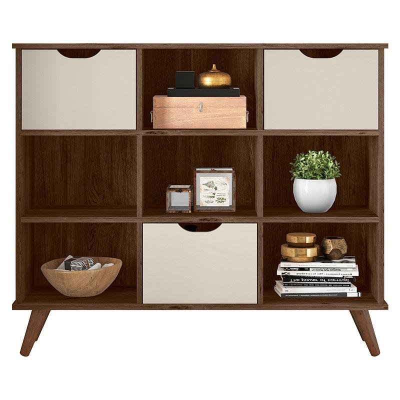 Nicho Organizador Retrô 3 Gavetas Ébano Rústico Off White - Qmovi ...