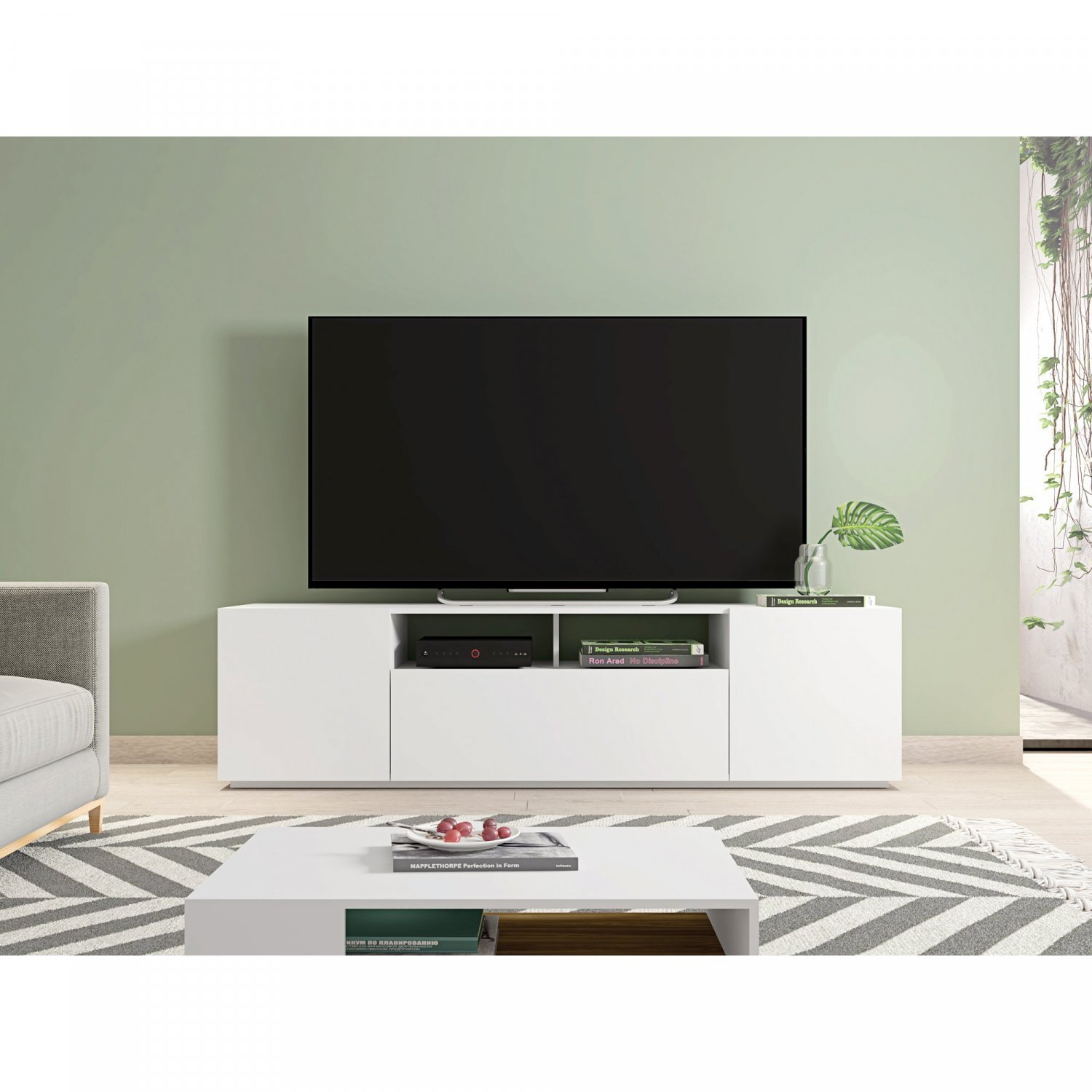 Rack para TV até 75 Polegadas 2 Portas 1 Gaveta 2 Nichos 180cm Madeira ...