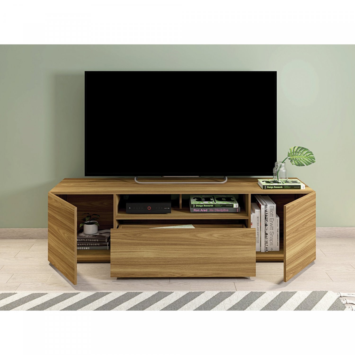 Rack para TV até 75 Polegadas 2 Portas 1 Gaveta 2 Nichos 180cm Madeira ...