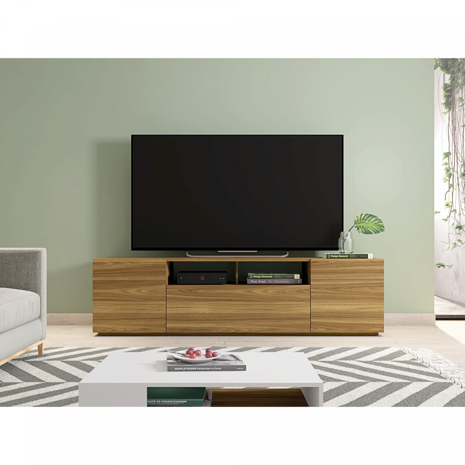 Rack para TV até 75 Polegadas 2 Portas 1 Gaveta 2 Nichos 180cm Madeira ...