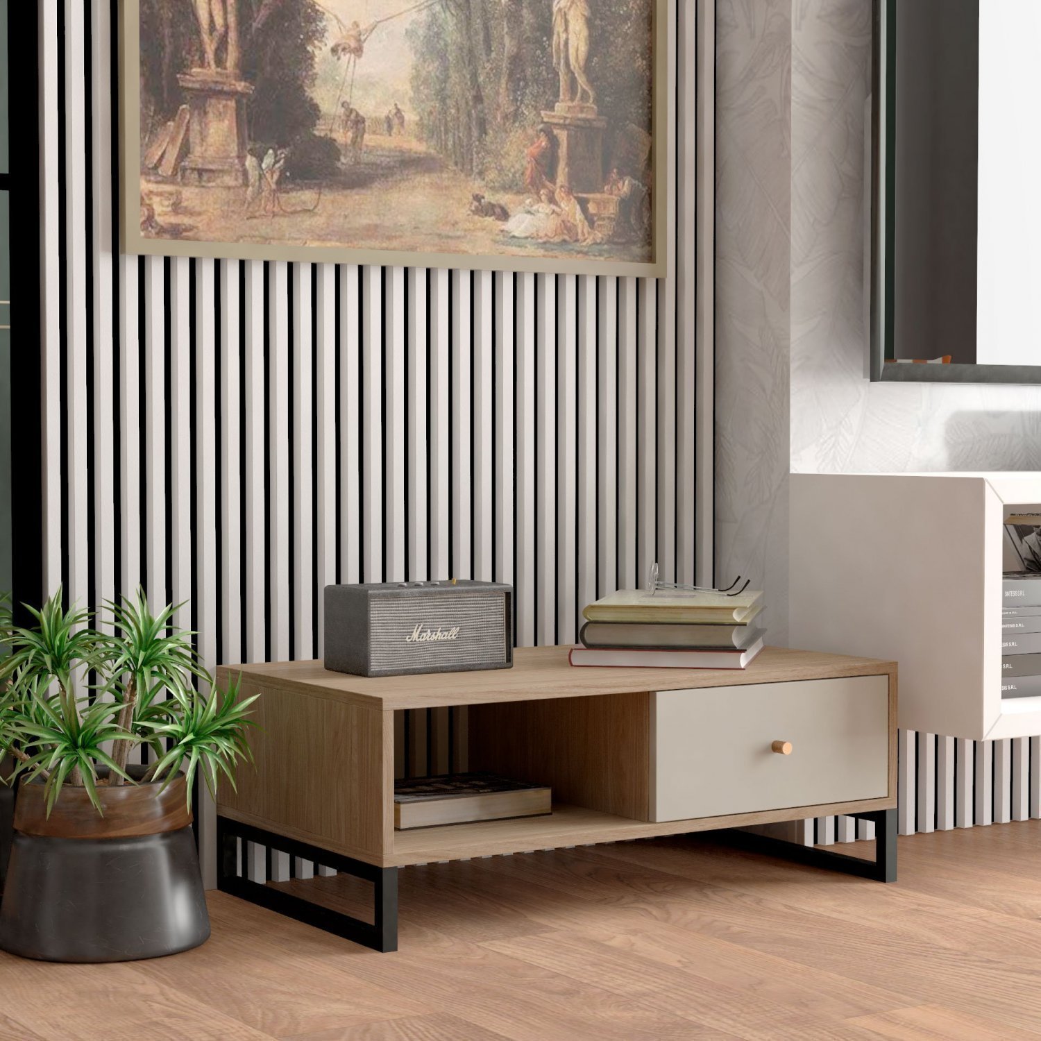 Mesa de Centro 1 Gaveta 1 Nicho Scandinavian Movenord | MadeiraMadeira