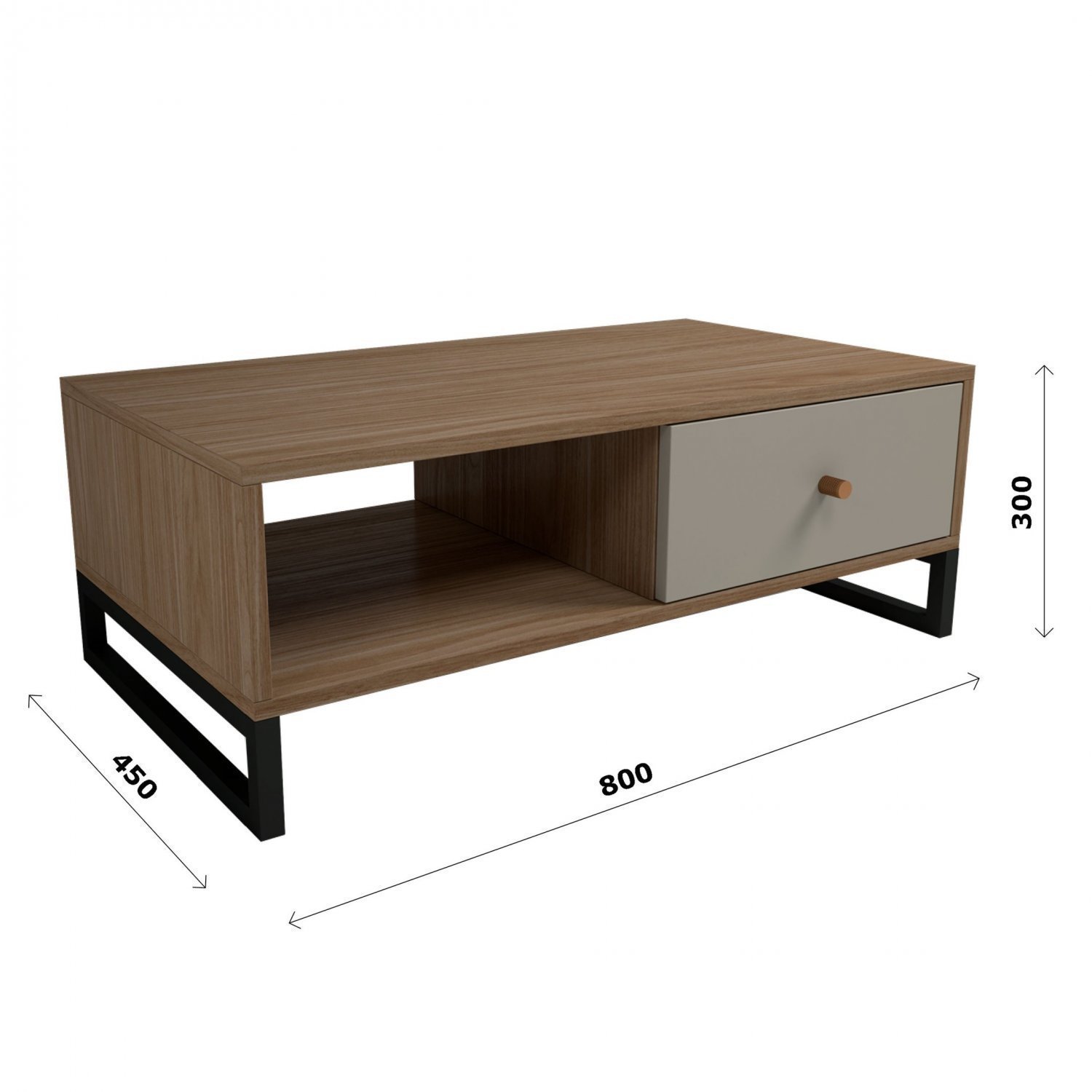 Mesa de Centro 1 Gaveta 1 Nicho Scandinavian Movenord | MadeiraMadeira