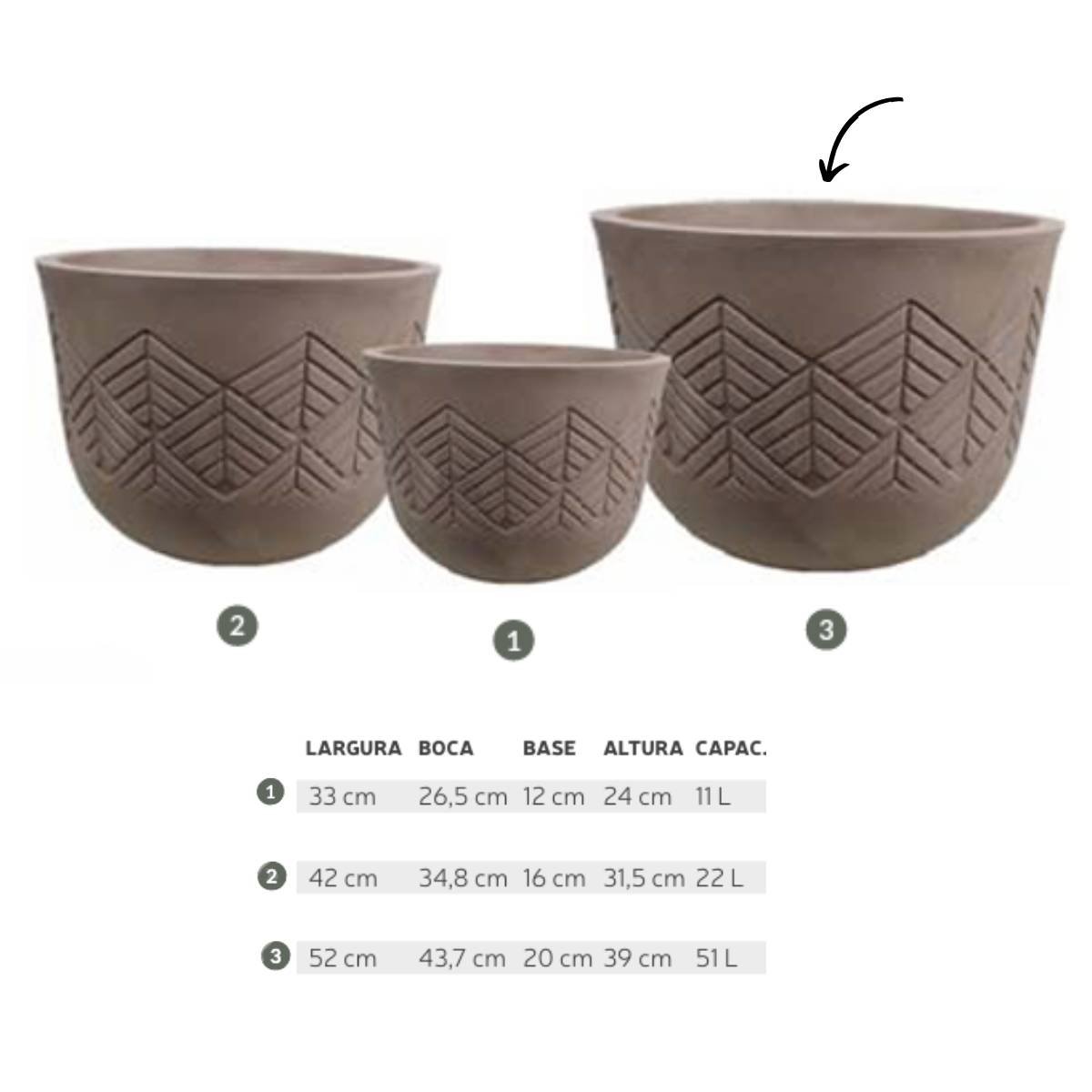 Vaso Tribo Redondo 52 (51l) Macchiato Japi | MadeiraMadeira