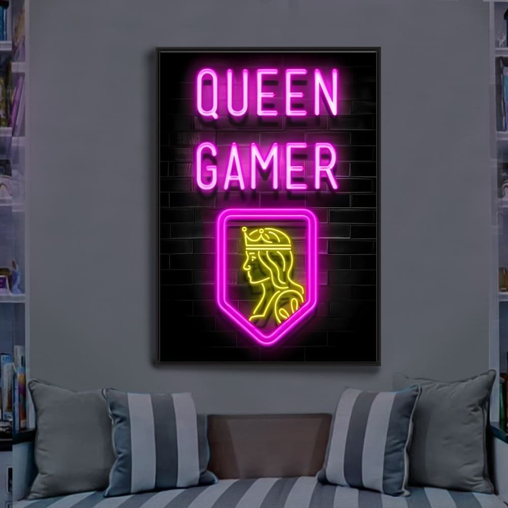 Quadro Decorativo Queen Gamer com Moldura Filete | MadeiraMadeira