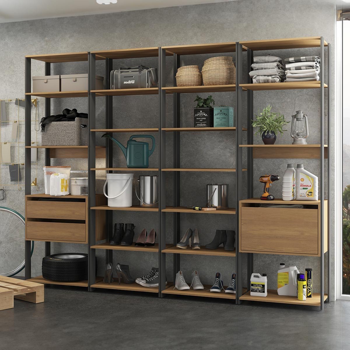 Kit Estantes Multiuso Bacco 280 x 220 Cm 4 Peças MDP Carvalho MENU ...