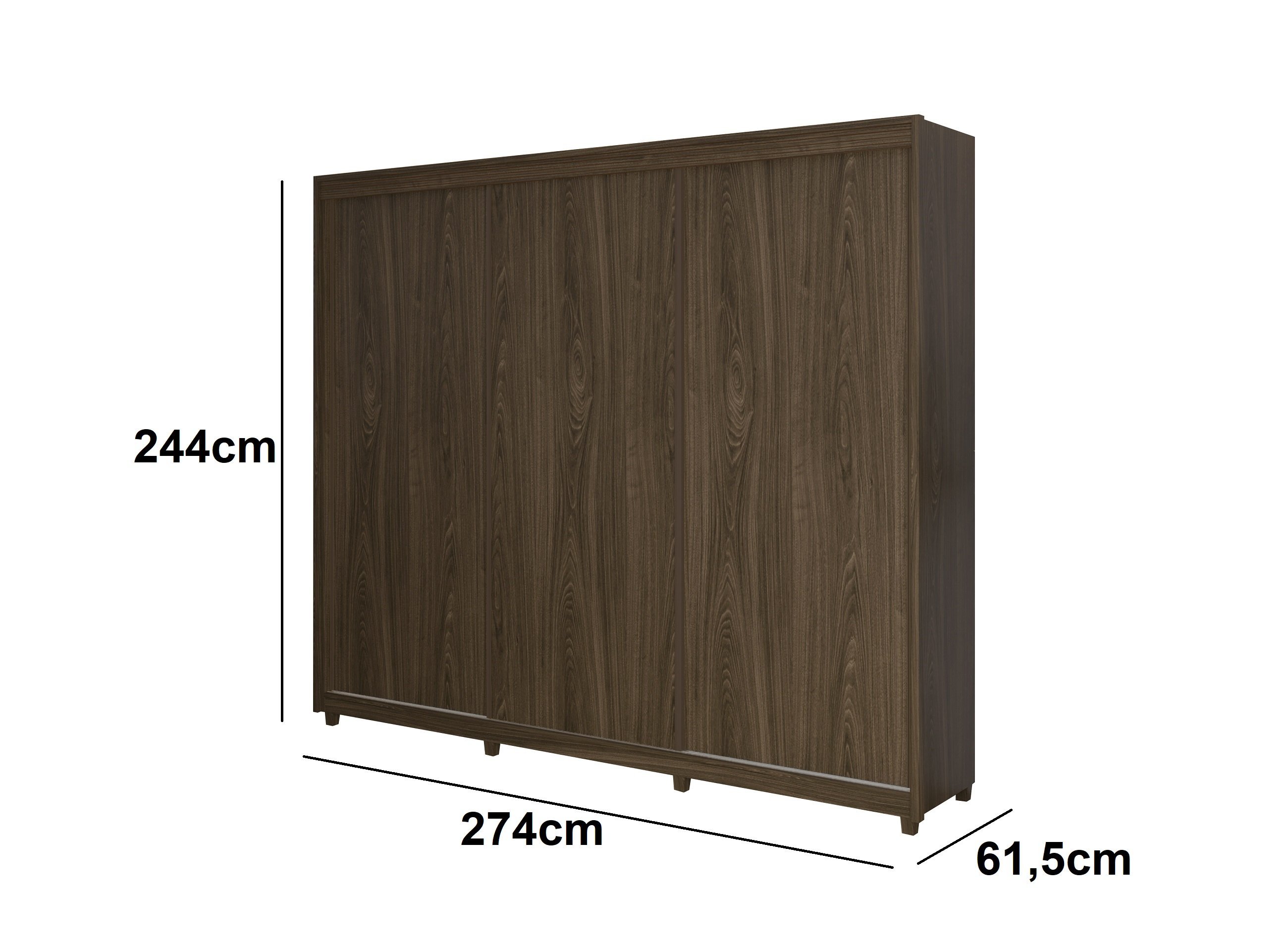 Guarda-Roupa Casal Milano 3P Deslizantes Nocciola - Fazzio | MadeiraMadeira