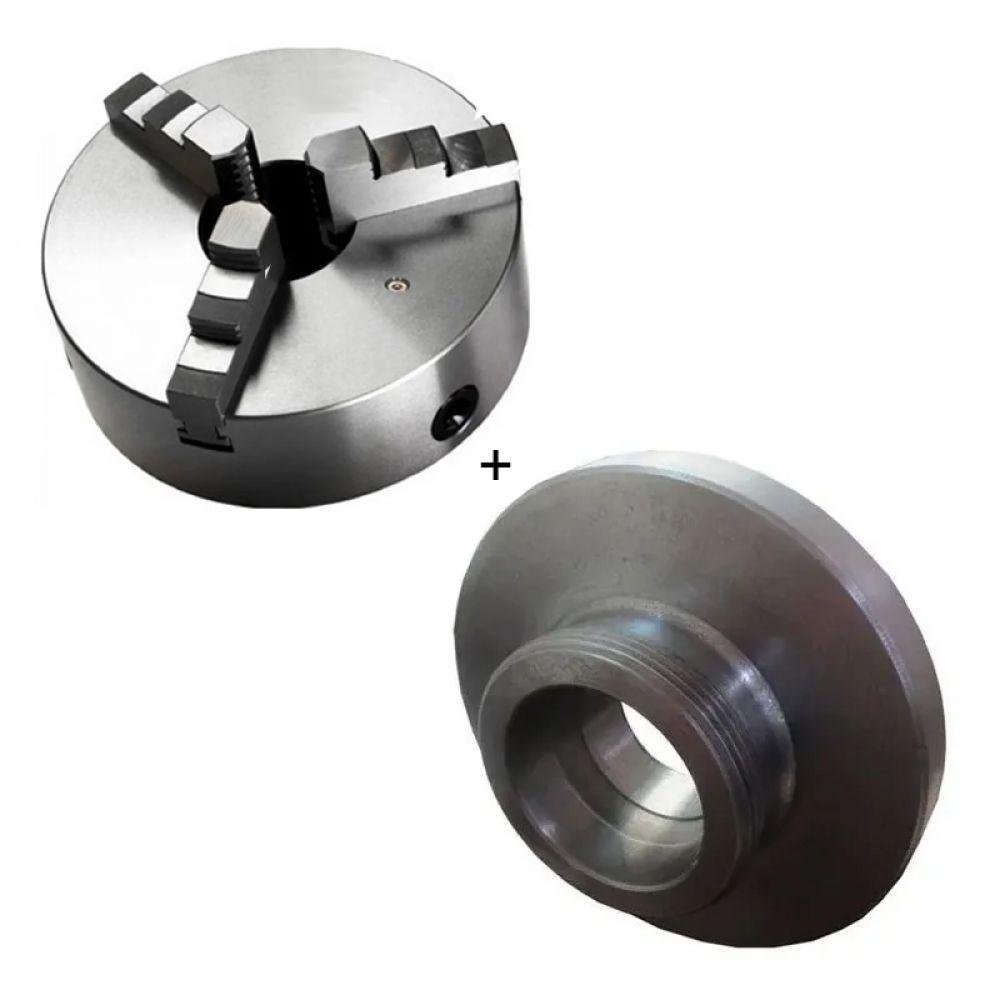 Placa para Torno com 3 Castanhas Monobloco 100mm/4 + Flange | MadeiraMadeira