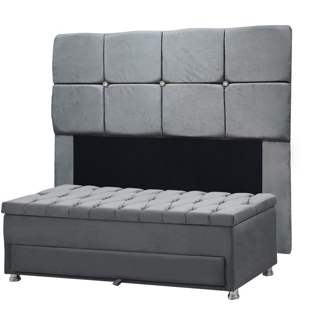 Conjunto Cabeceira Mila + Calçadeira Munique 1,60 Veludo - Star Confort ...