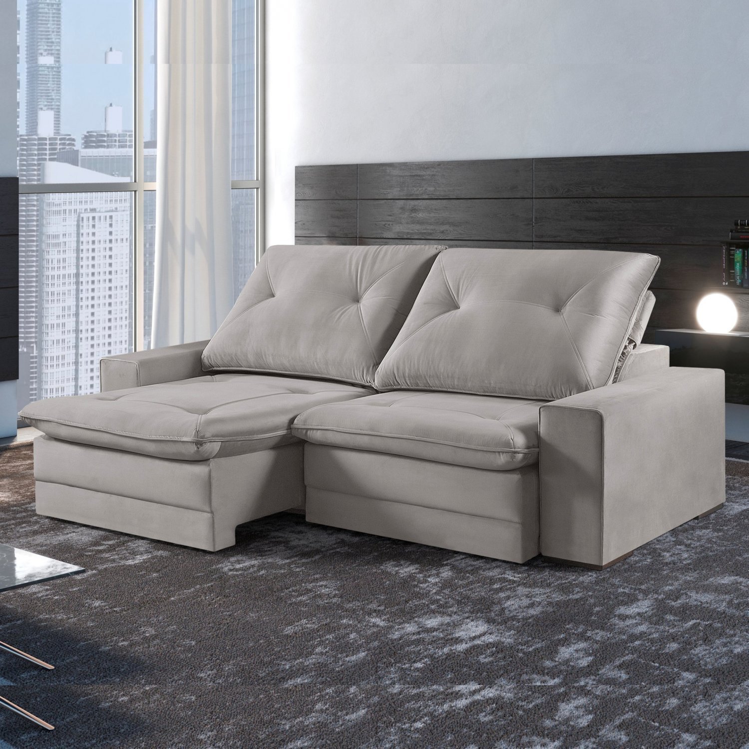 Sofá 3 Lugares Retrátil e Reclinável Pocket Bari Estofados Ferrari | MadeiraMadeira