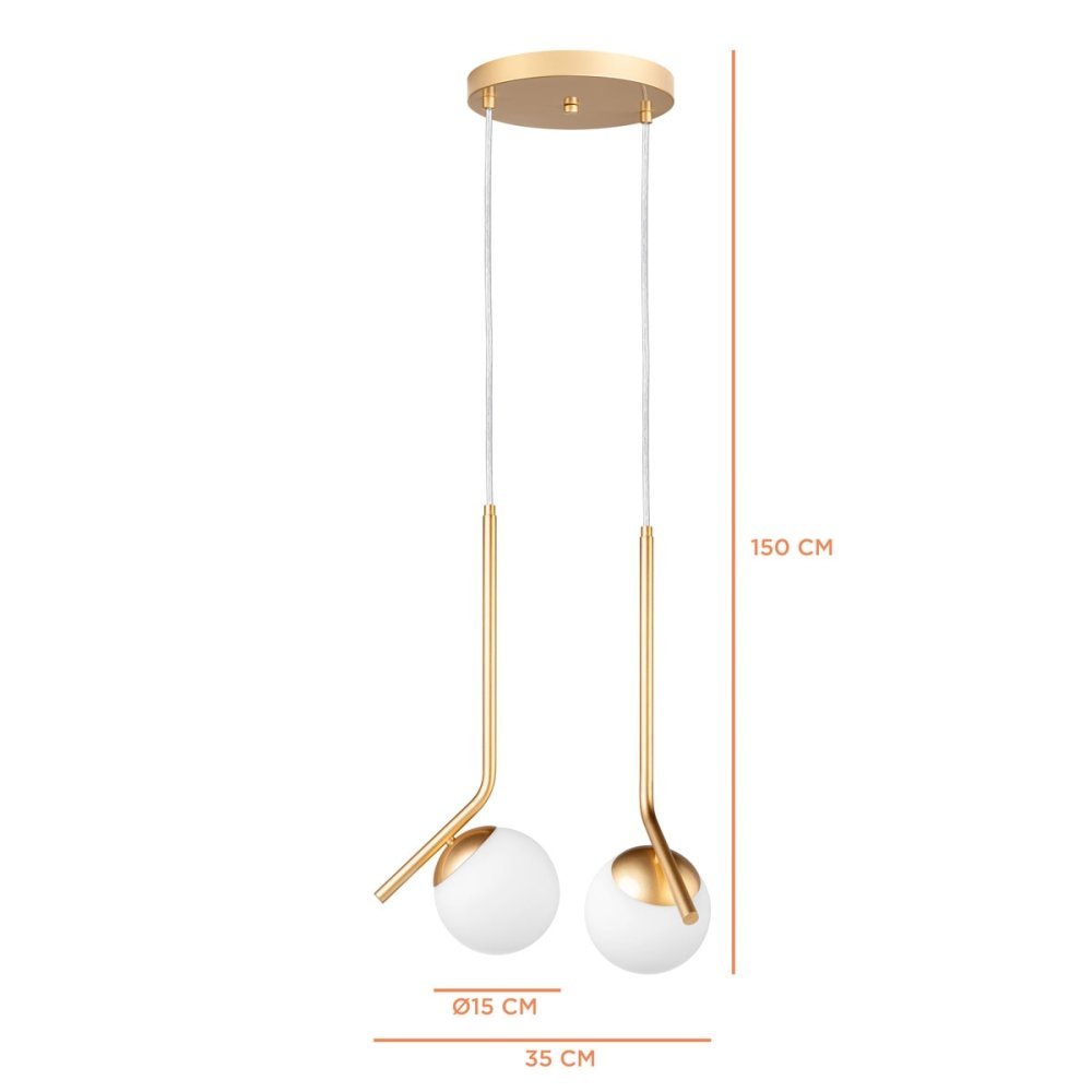 Pendente Bola Jabuticaba Ouro Rosê Gol2l E27 Ø24x150cm | MadeiraMadeira