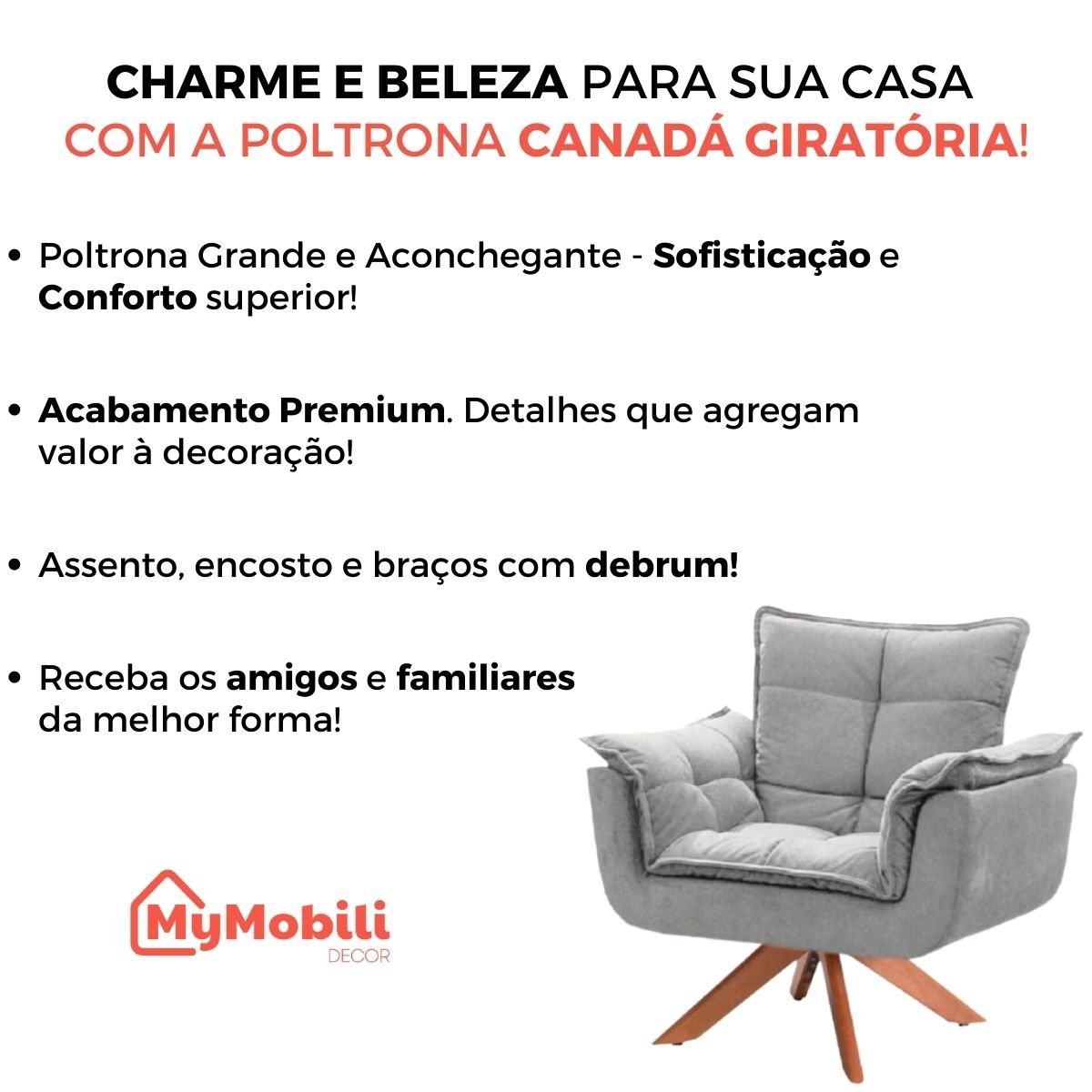 Poltrona Grande Leitura Linho Opala Giratória Moderna Luxo: Poltrona ...