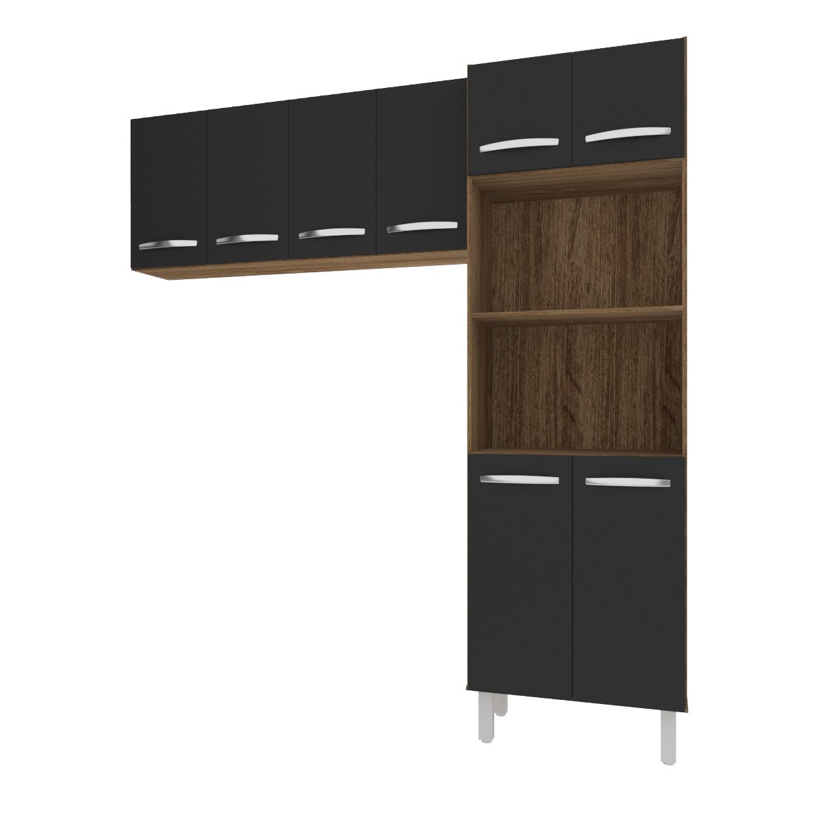 Kit Torre Quente Paneleiro 4 Portas 2 Nichos e Armário Suspenso Aéreo 4 ...