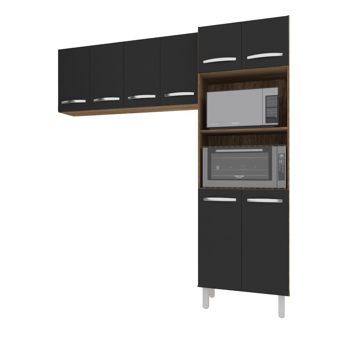 Kit Torre Quente Paneleiro 4 Portas 2 Nichos e Armário Suspenso Aéreo 4 ...