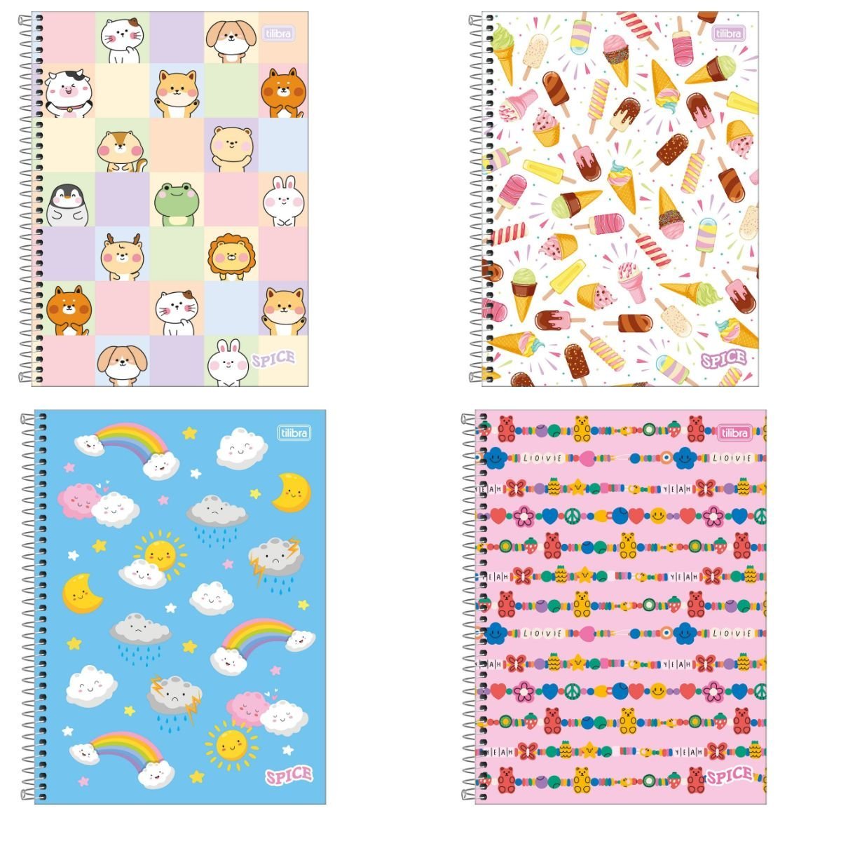 Kit com 4 Cadernos Universitario Feminino Spice Tilibra | MadeiraMadeira
