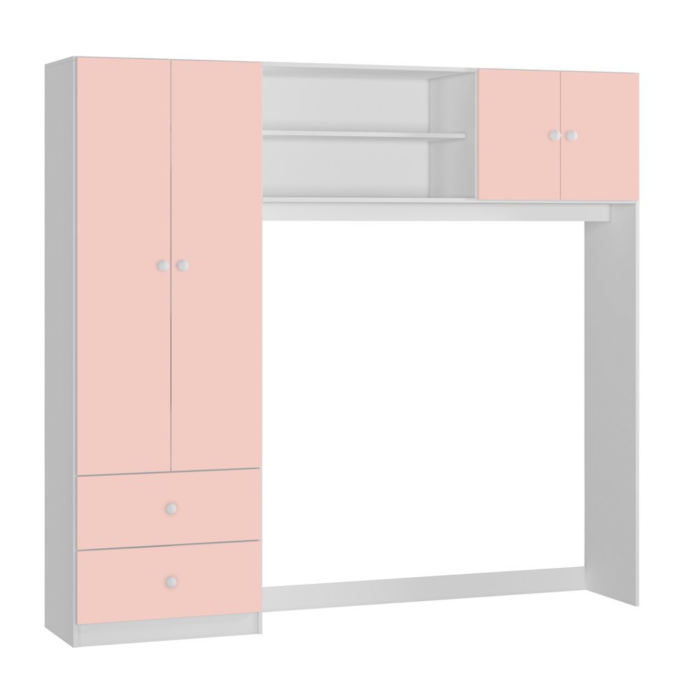 Guarda Roupa Infantil Conjugado 4 Portas Belle P14 Rosa/branco ...