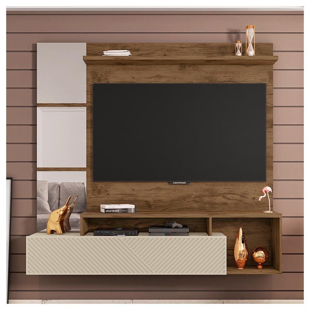 Painel Bancada Para Tv Até 65 Polegadas Marrom Inbox Caemmun ...