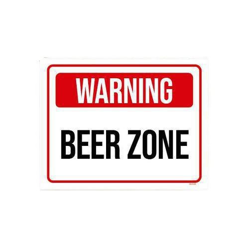 Placa Decorativa - Warning Beer Zone 27X35 | MadeiraMadeira