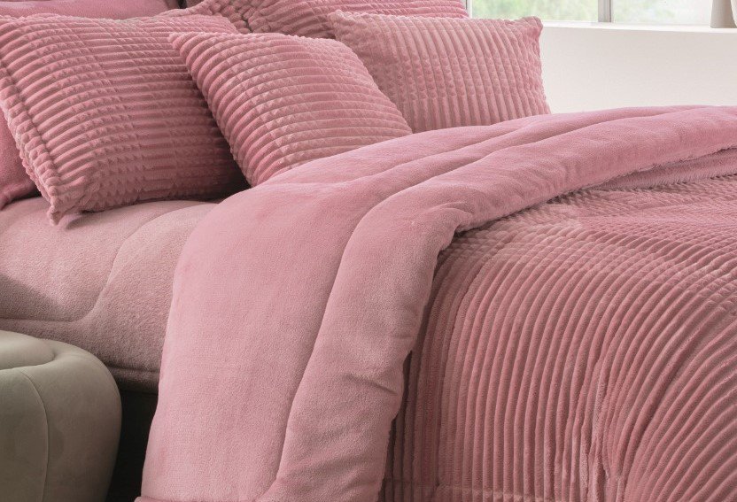Edredom King Size Gigante Grosso Aveludado Macio Rosa | MadeiraMadeira