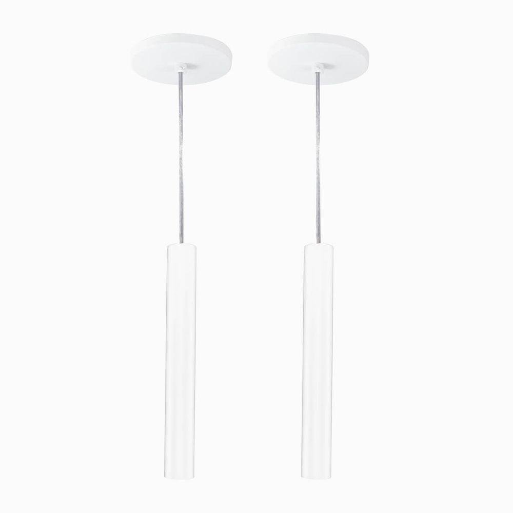 Kit 2 Pendente Tubo Palito Moderno 30cm - Branco | MadeiraMadeira
