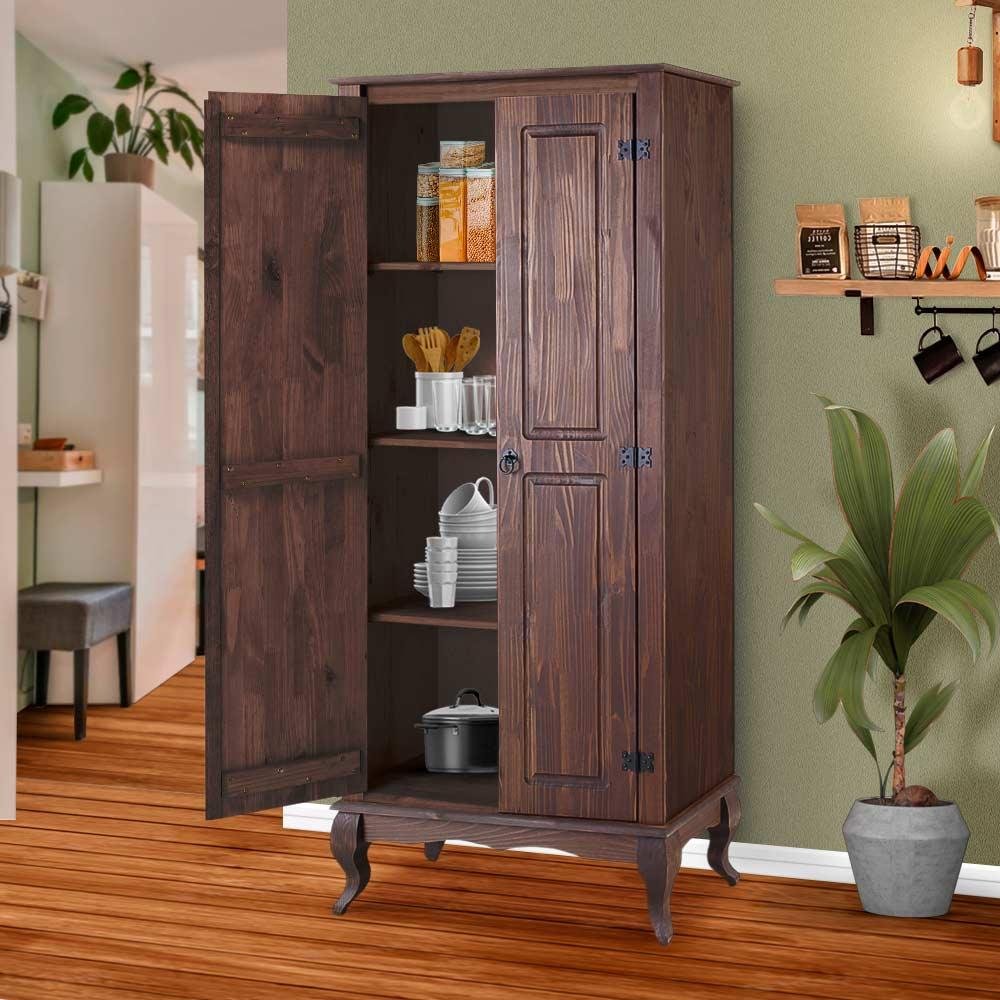 Armário Dispensa Rústico Madeira Maciça 2 Portas Marrom Shop JM ...