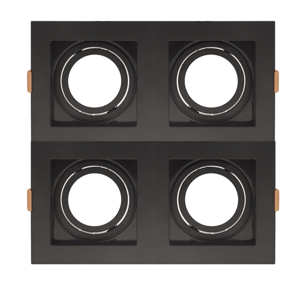 Spot de Embutir Quadrado Recuado Quadruplo Ar111 Direcionável Preto | MadeiraMadeira