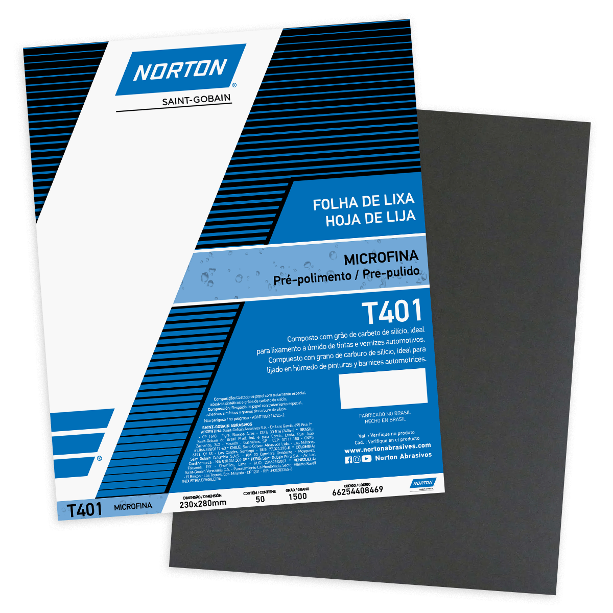 Lixa D´água Microfina T401 Grão 1500 Norton 50 Folhas 66254408469 ...