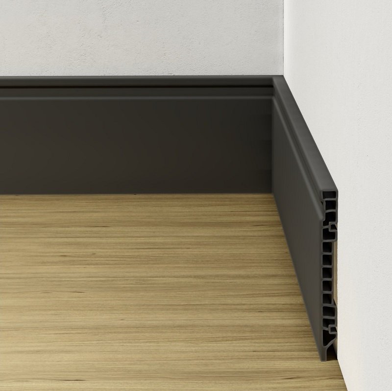 RODAPÉ PVC 15cm FRISADO PRETO - KIT COM 10 BARRAS | MadeiraMadeira