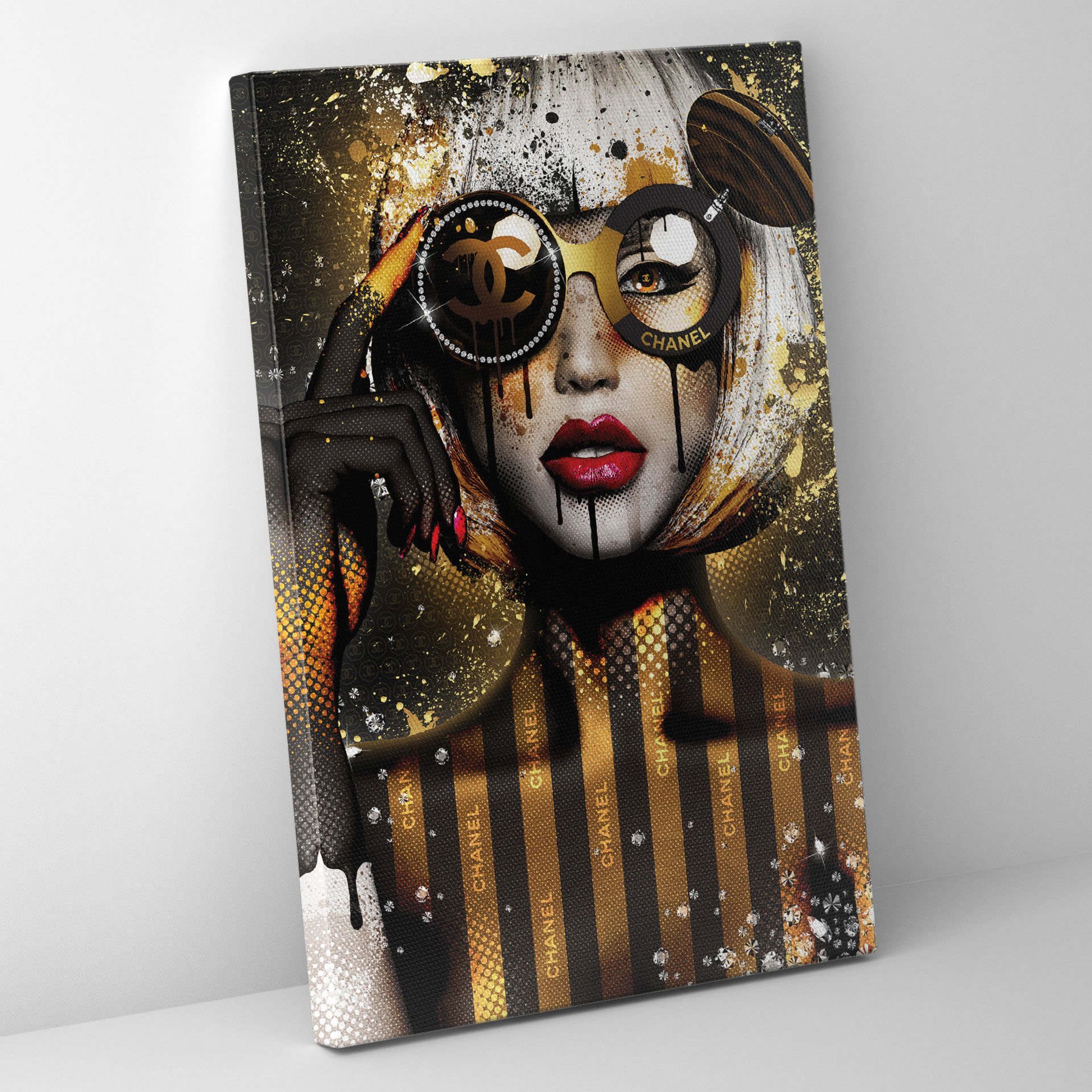 Quadro Chanel Exclusivo Dourado - 1 Tela | MadeiraMadeira
