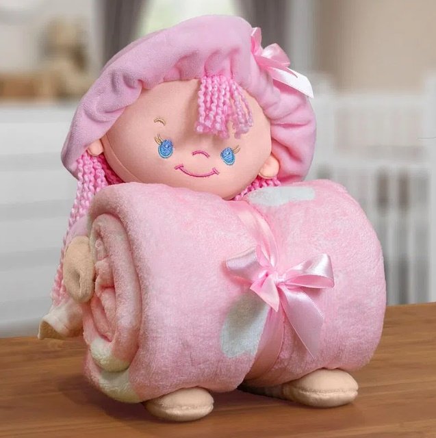Manta Baby com Boneco de Pelúcia Bouton Microfibra Puppy Rosa ...
