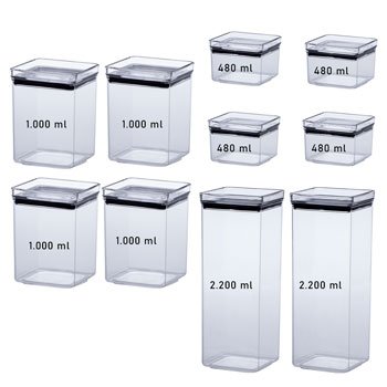 Kit 10 Potes Herméticos Quadrados - 1135 | MadeiraMadeira