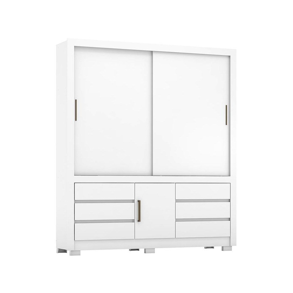 Guarda Roupa Moderno 2 Portas Deslizantes + 6 Gavetas New:branco ...