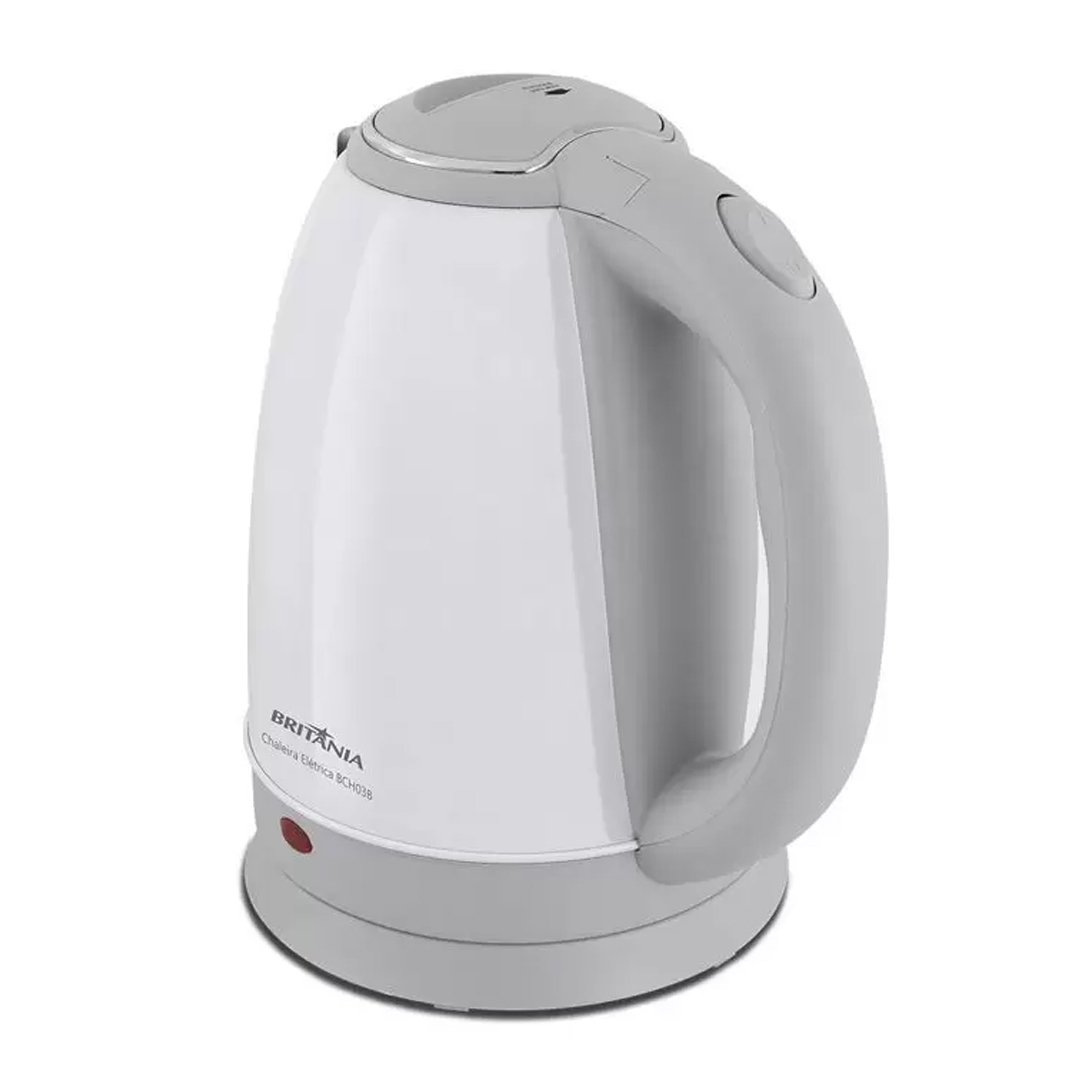 Chaleira Elétrica Britânia BCH03B Branca Inox 1,8 L Base 360° Ferve ...