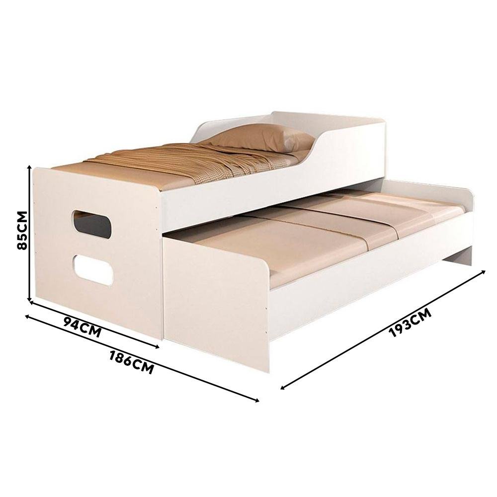 Cama Solteiro com Auxiliar Branco Elis Basoto com Colchão Gazin ...