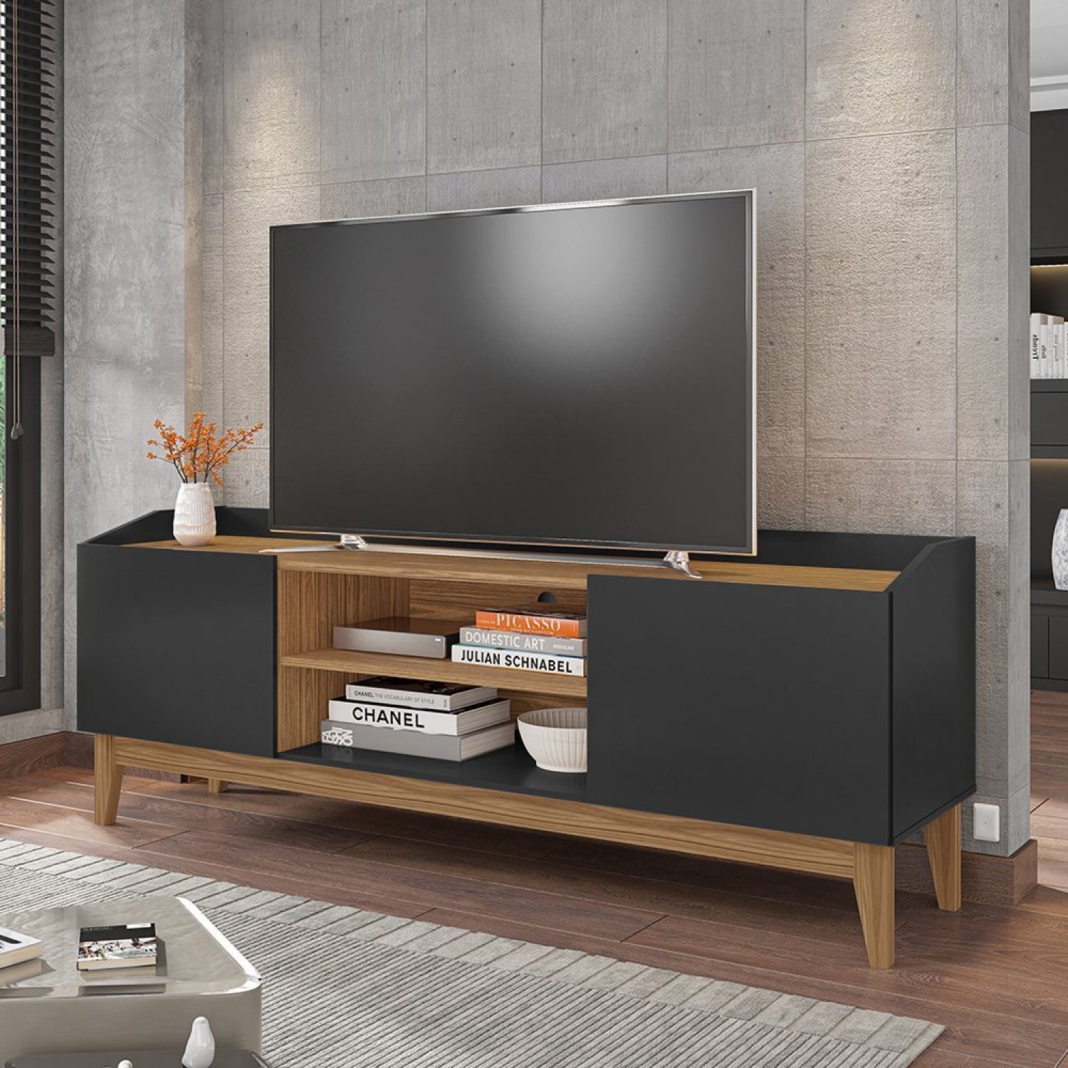 Rack Para TV até 60 Polegadas 2 Portas Ravena Versátile Casa D ...