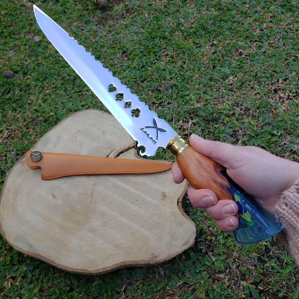 Faca Artesanal Churrasco 10” Cabo Arma Militar Híbrido Bandeira e ...