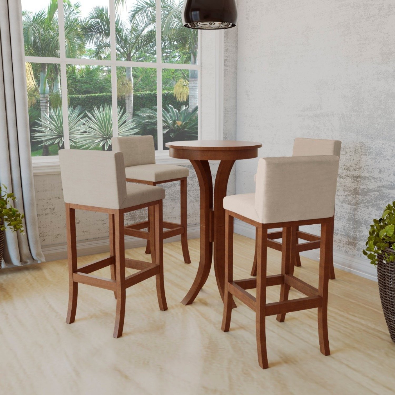 Banqueta Alta em Madeira Maciça Berlim CCS Interiores | MadeiraMadeira