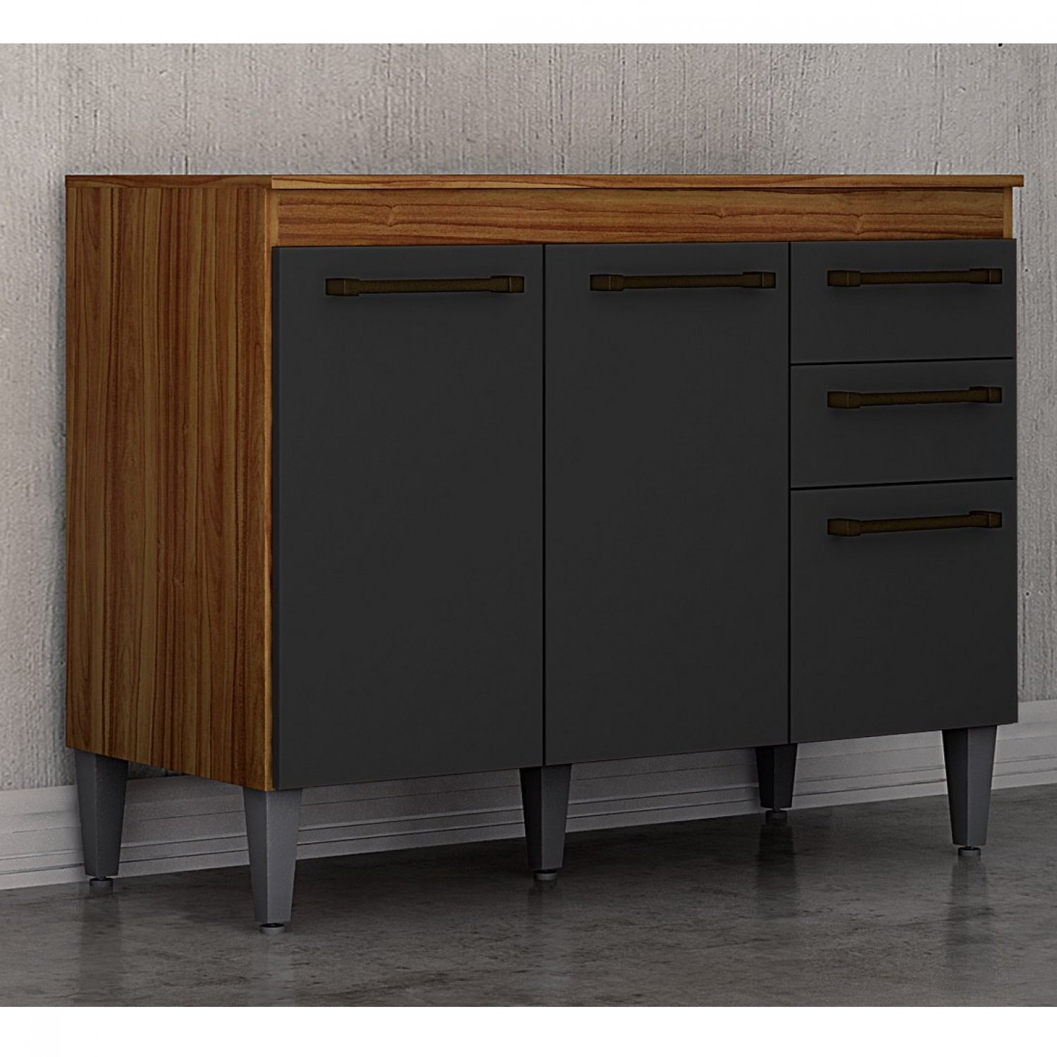 Balcão 3 Portas 2 Gavetas Alice CHF | MadeiraMadeira