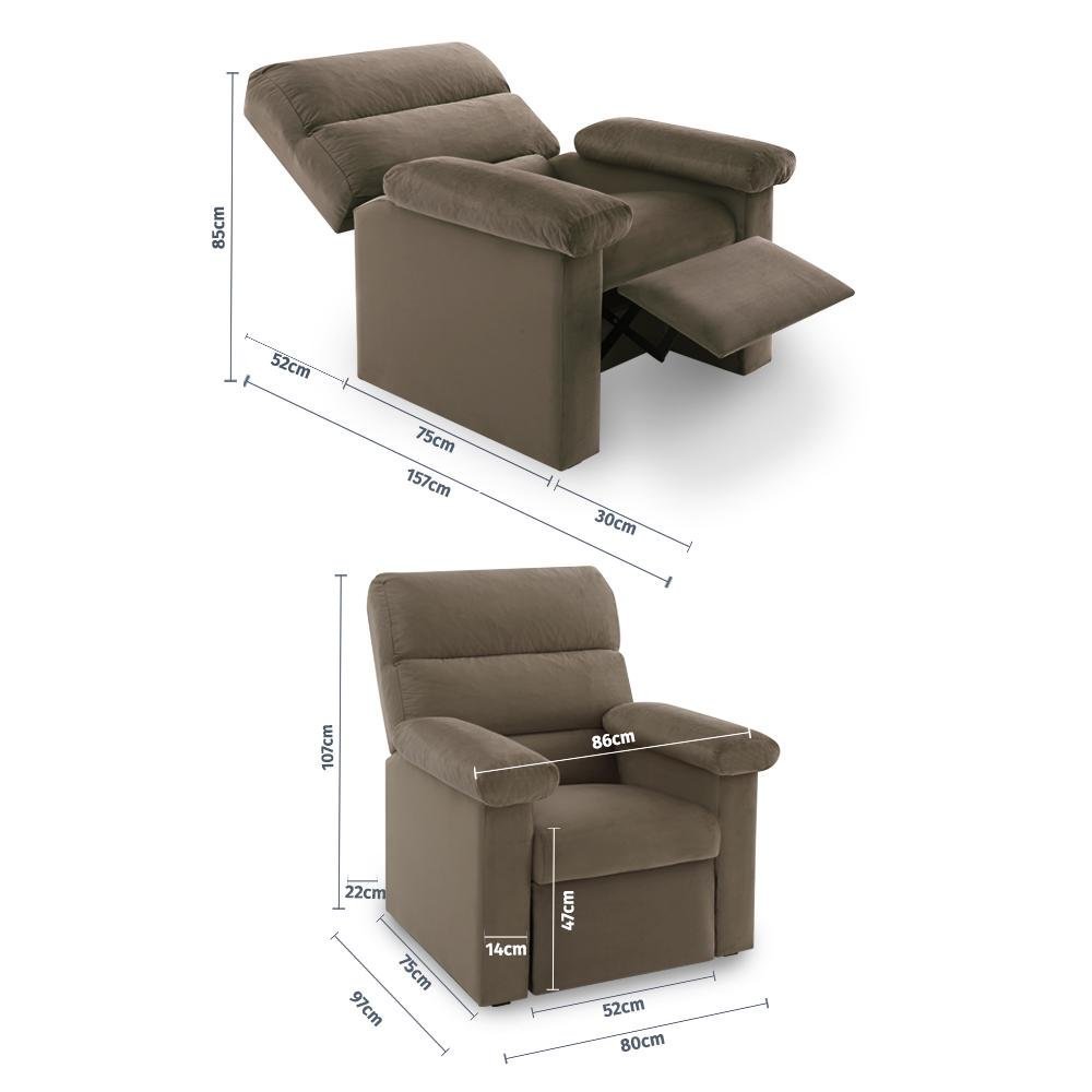 Poltrona Reclinável Siro Marrom Estofama | MadeiraMadeira