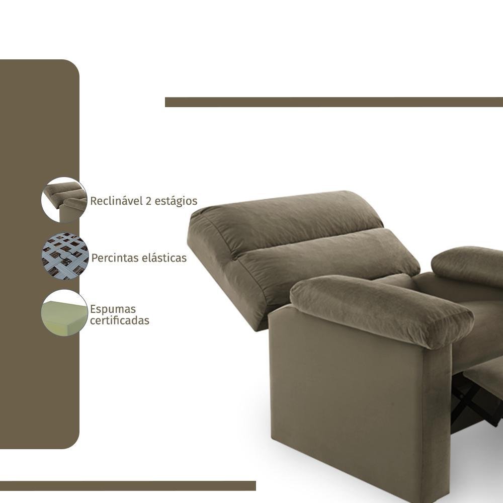 Poltrona Reclinável Siro Marrom Estofama | MadeiraMadeira