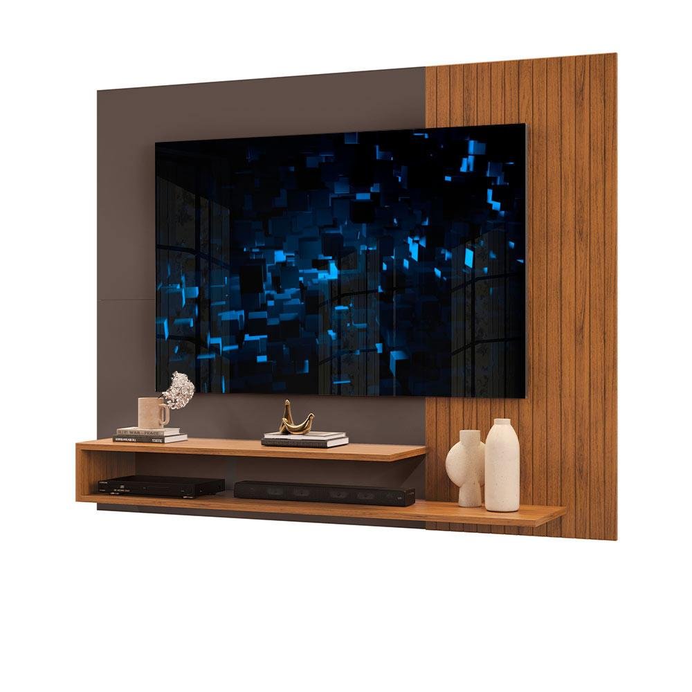 Painel De TV Para Sala Até 50 Polegadas Ripado Freijó Cinza Urbano Mena ...